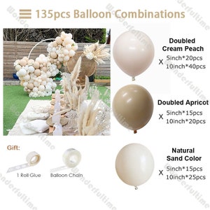 135pcs Beige Balloon Garland Arch White Sand Doubled Blush Doubled ...