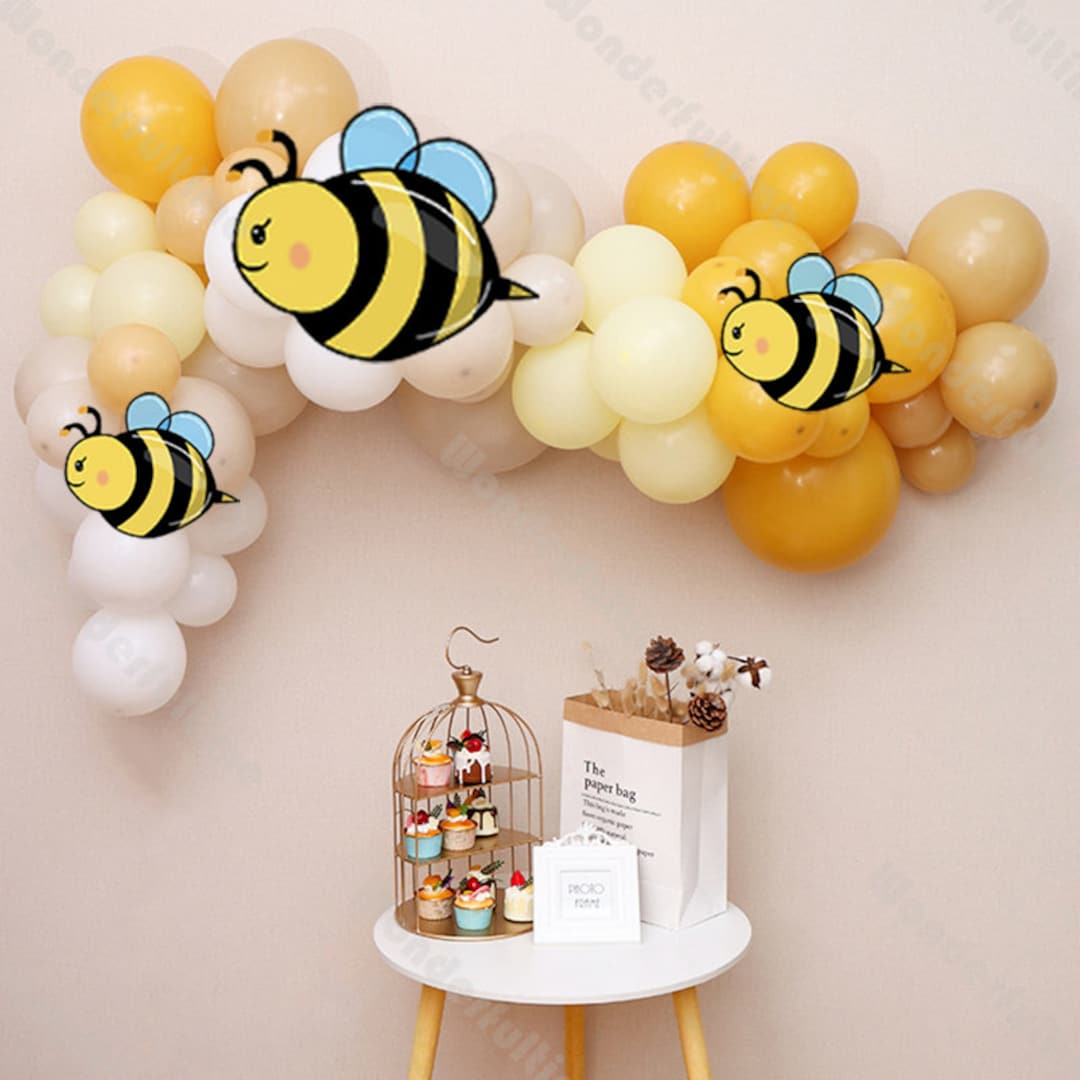 91pcs Bumble Bee Balloon Garland Sand Brown Yellow Bee Baby Shower ...