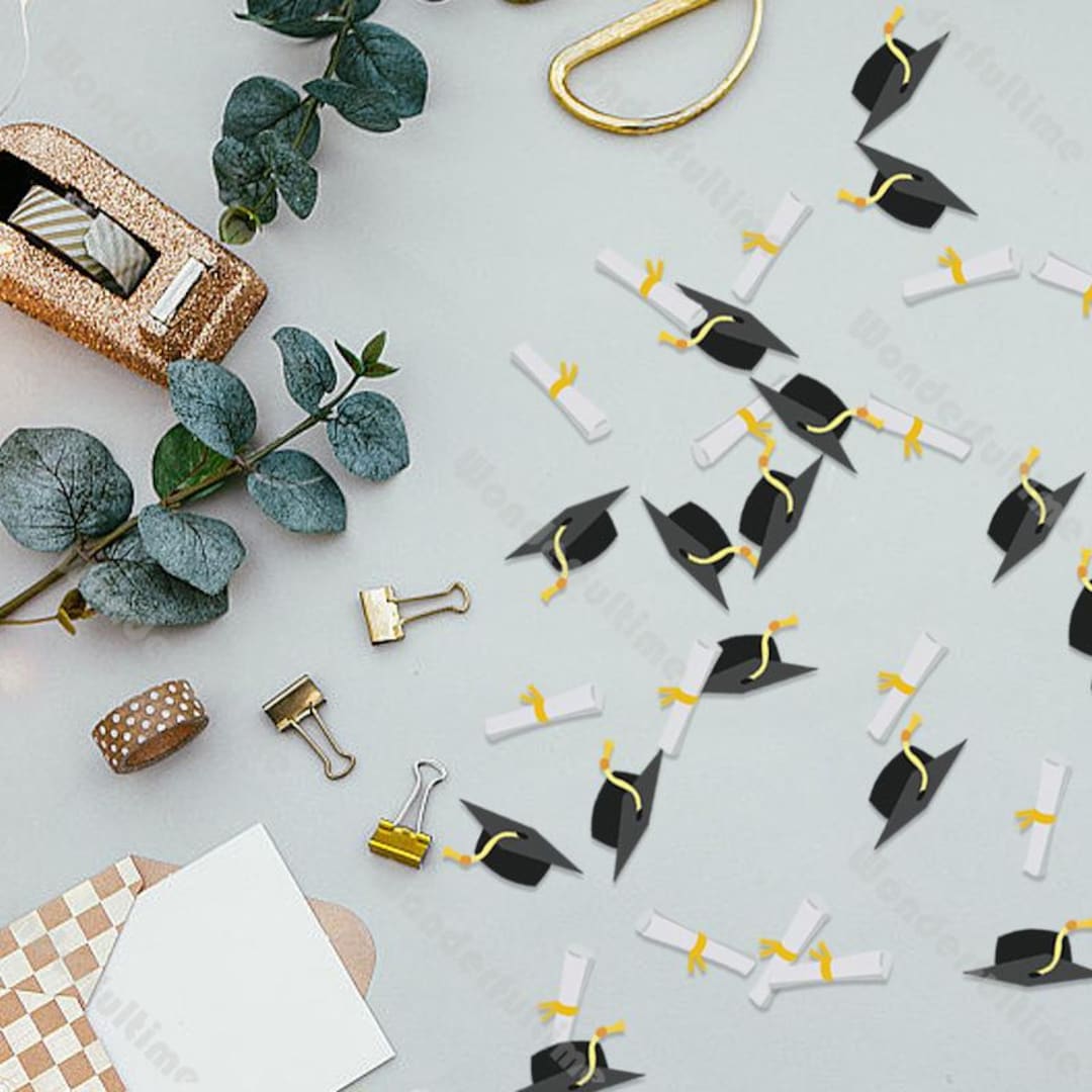 Set of 100 Graduation Cap Die Cuts Graduation Mini Hats Tabletop ...