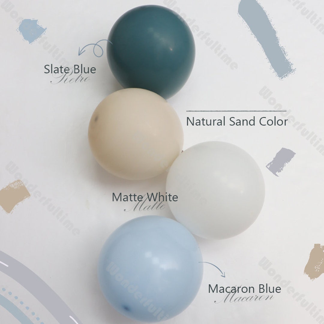 Pastel Ocean Blue Matte White Natural Sand Balloons Arch Garland Kit ...