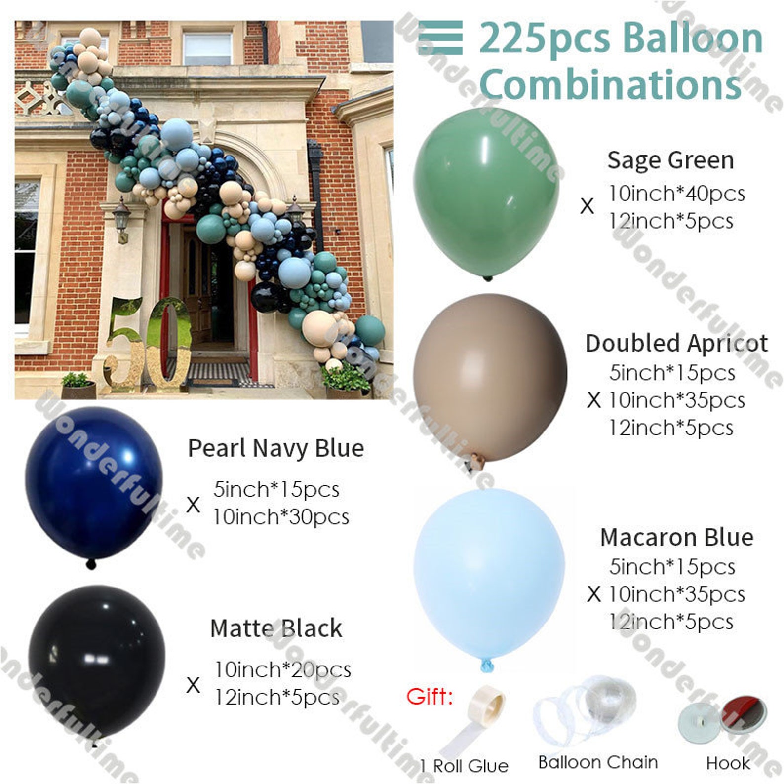 225pcs Doubled Apricot Balloon Arch Garland Wedding Decoration Macaron ...