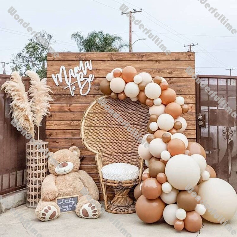 87pcs Natural Sand Color and Mocha Brown Balloons Garland Arch Kit Baby ...