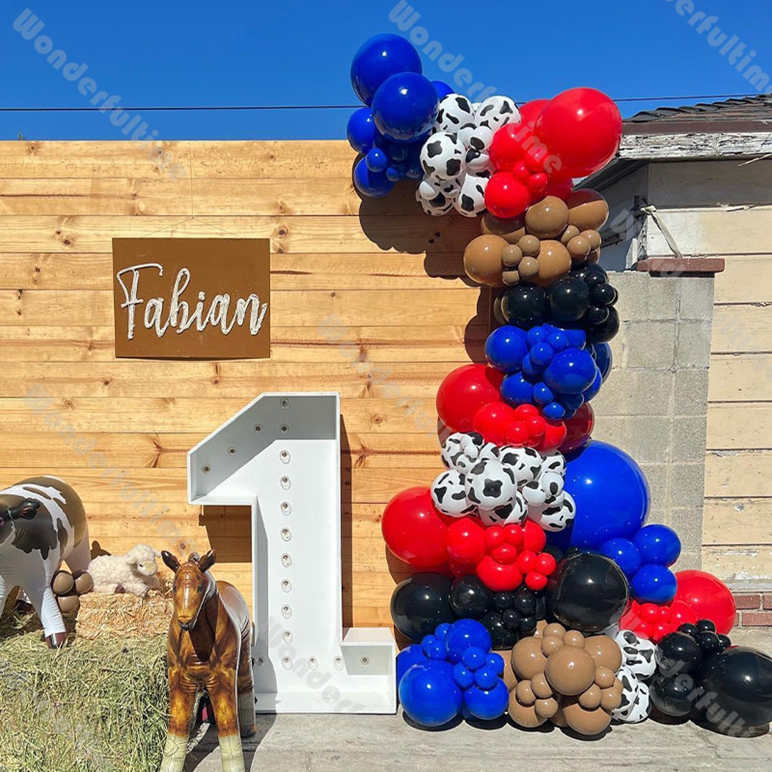 156pcs Matte Dark Blue Red Balloon Arch Kit Cowboy Birthday Decoration ...