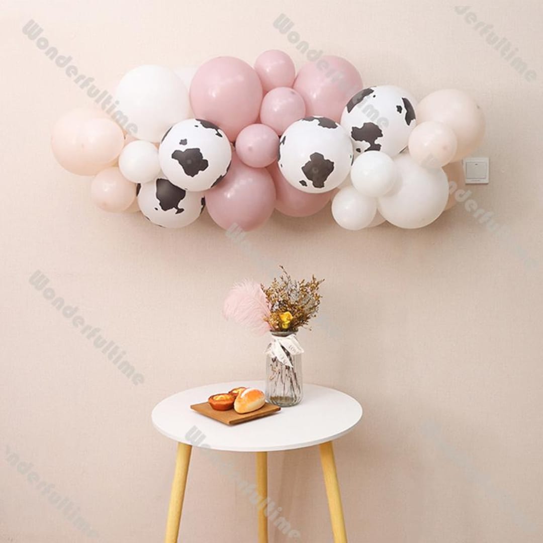 35pcs White Pink Balloon Garland Cow Girl Birthday Baby Shower Gender ...