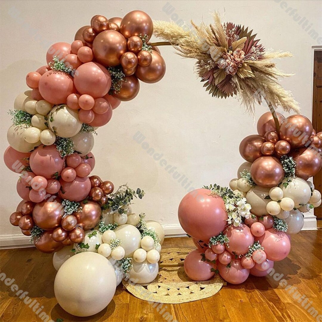142pcs Chrome Rose Gold Balloon Arch Garland Kit Wedding Decoration ...