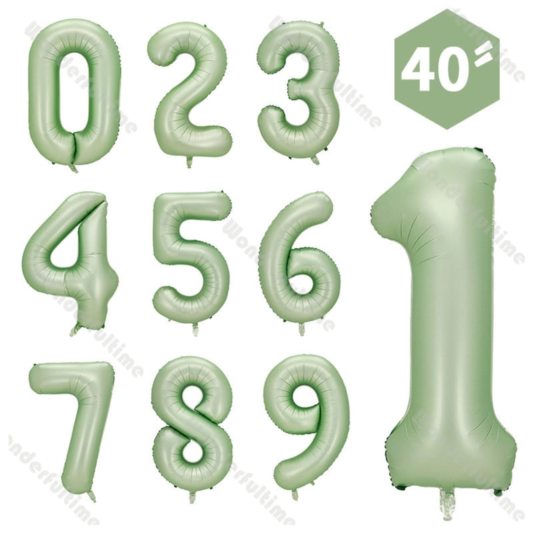 40"olive Green Mylar Foil Number Balloons,jumbo Number Balloons 0-9 ...