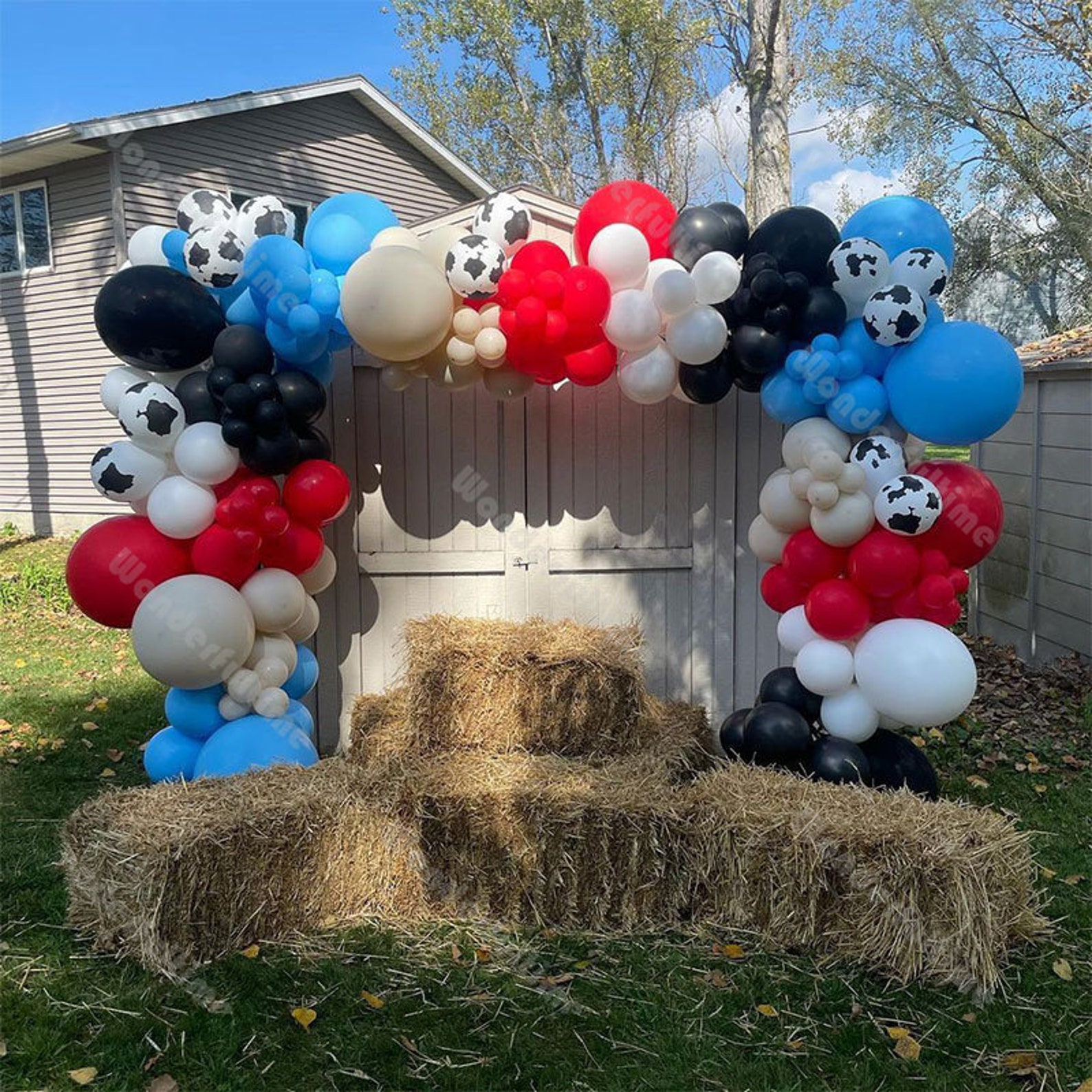 175pcs Blue Black Red Farm Theme Balloon Garland Birthday - Etsy