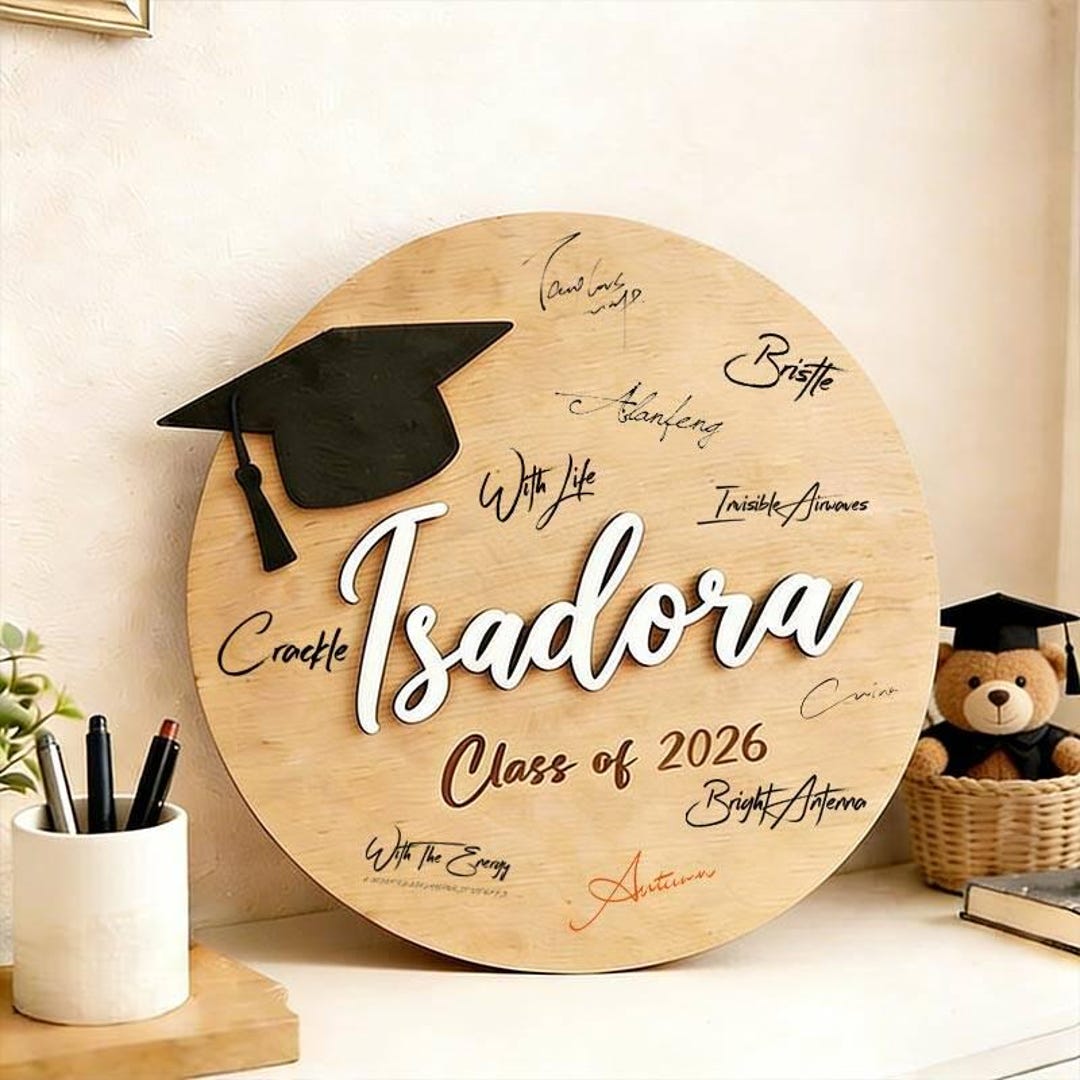 Personalized Graduation Wood Round Sign Photo Prop Custom Wood Sign ...