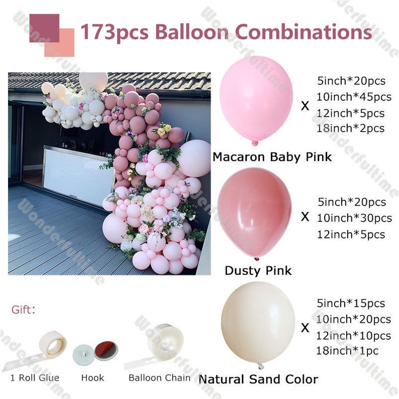 142/173pcs Macaron Baby Pink Balloon Arch Garland Wedding - Etsy