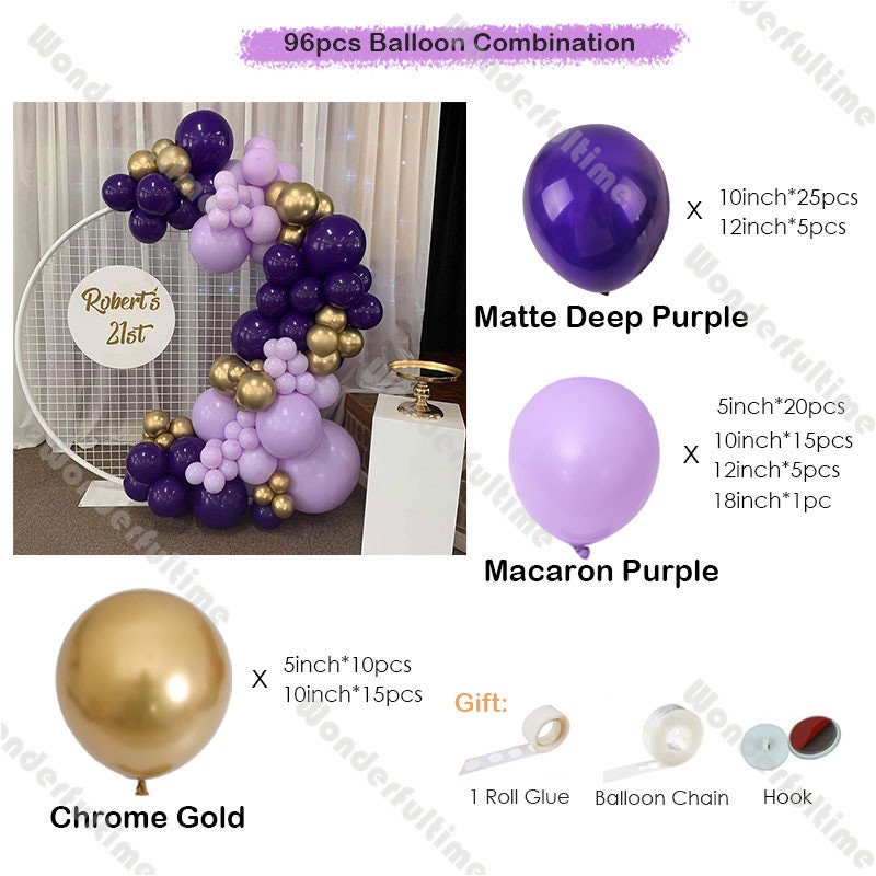 96pcs Matte Deep Purple Balloon Garland Wedding Decoration - Etsy