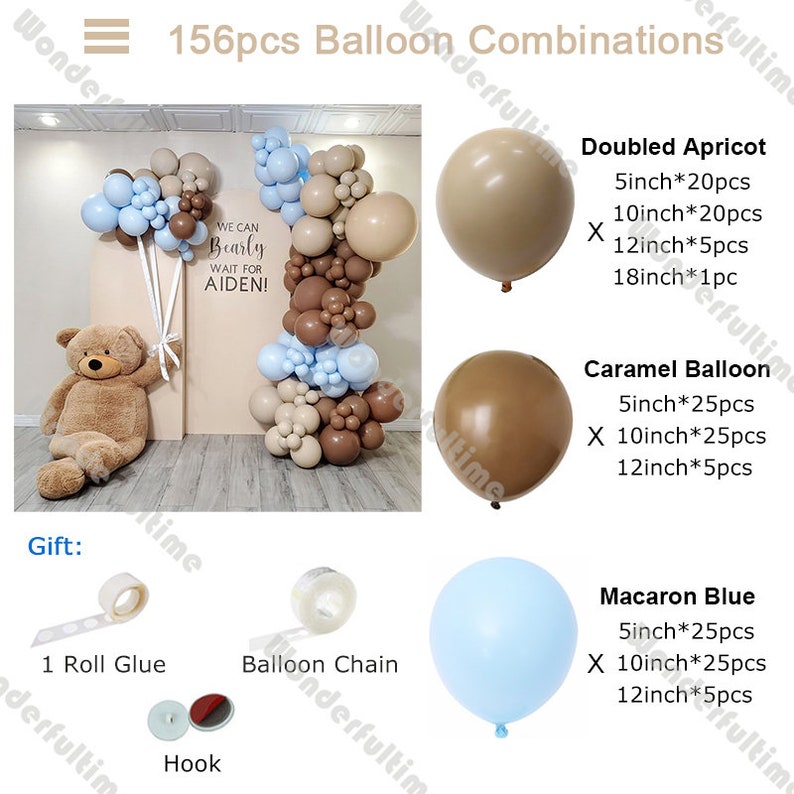116/156pcs Apricot Doubled Balloon Arch Baby Shower Decoration Caramel ...