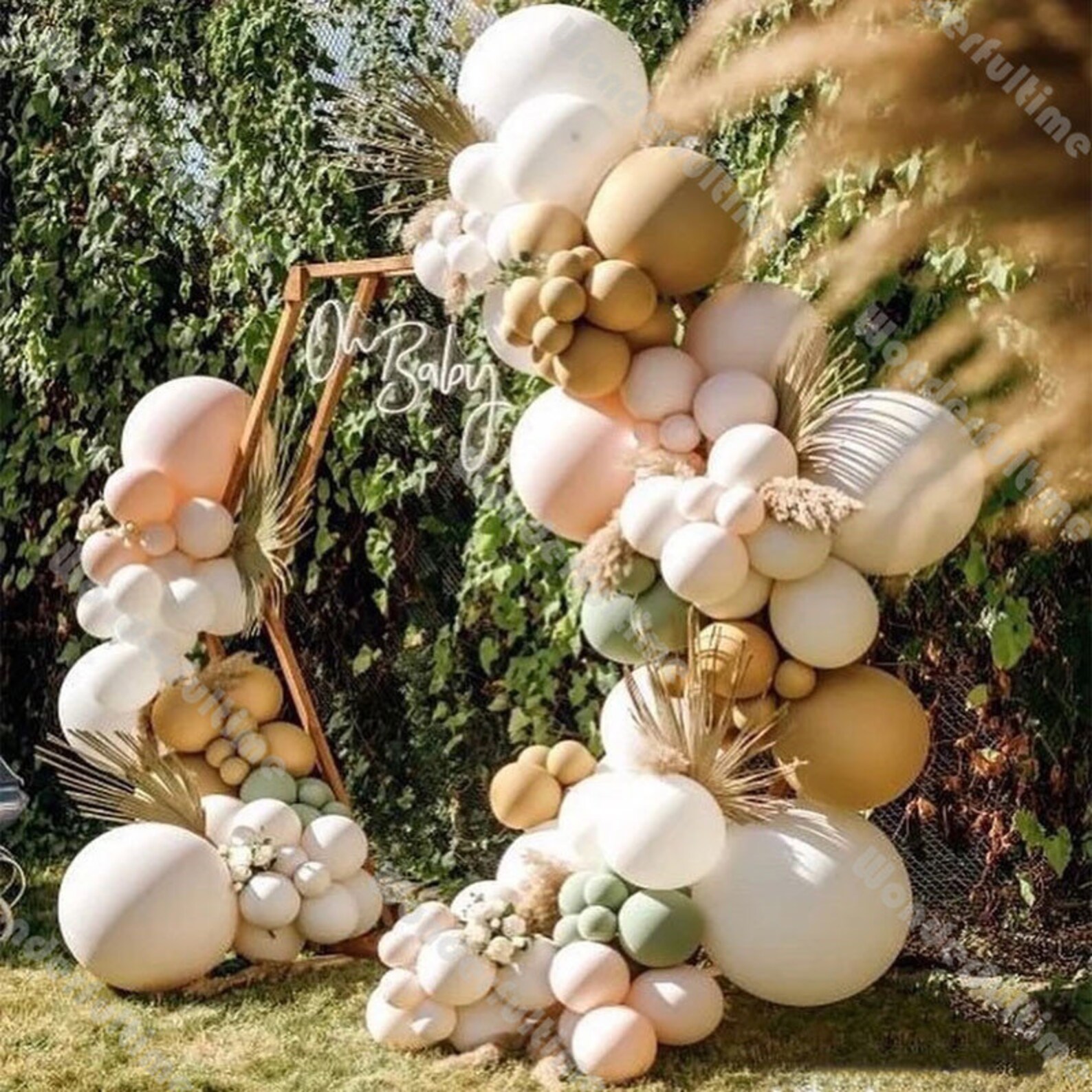 124pcs Matte White Doubled Blush Balloon Garland Arch Kit Wedding ...