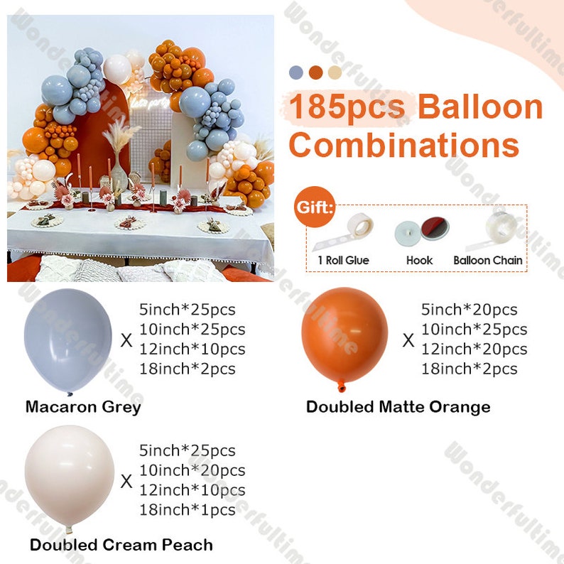 98/185pcs DIY Balloons Garland Arch Kit Doubled Blush Doubled Orange ...