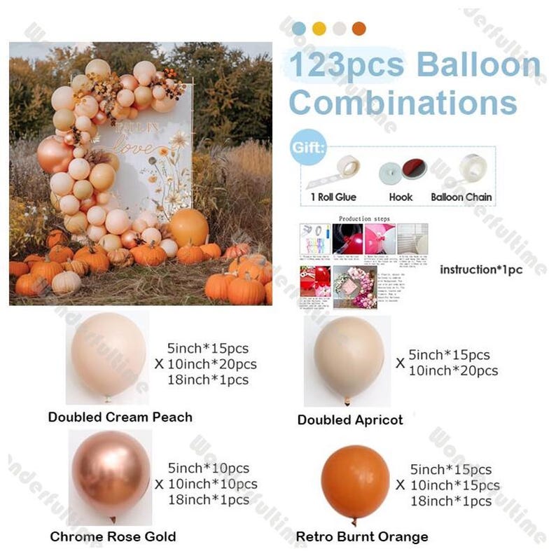 123pc Retro Burnt Orange Balloon Garland Kit Wedding Globos Fall Baby ...