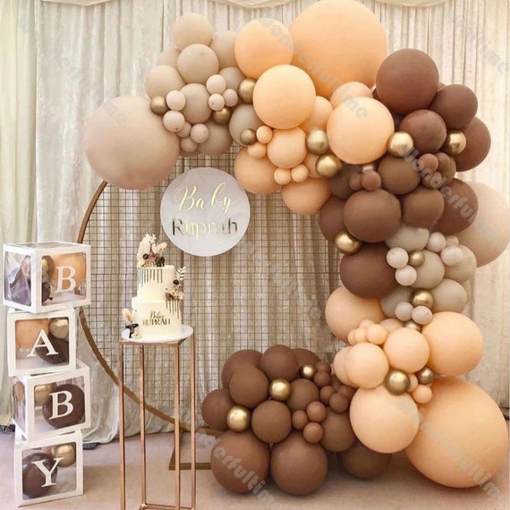 114pcs Crema Melocoton Marron y Globos de Cafe Garland Arch Wedding Supplies Baby Shower Birthday Party Anniversary Bridal Shower Decoracion Etsy Mexico
