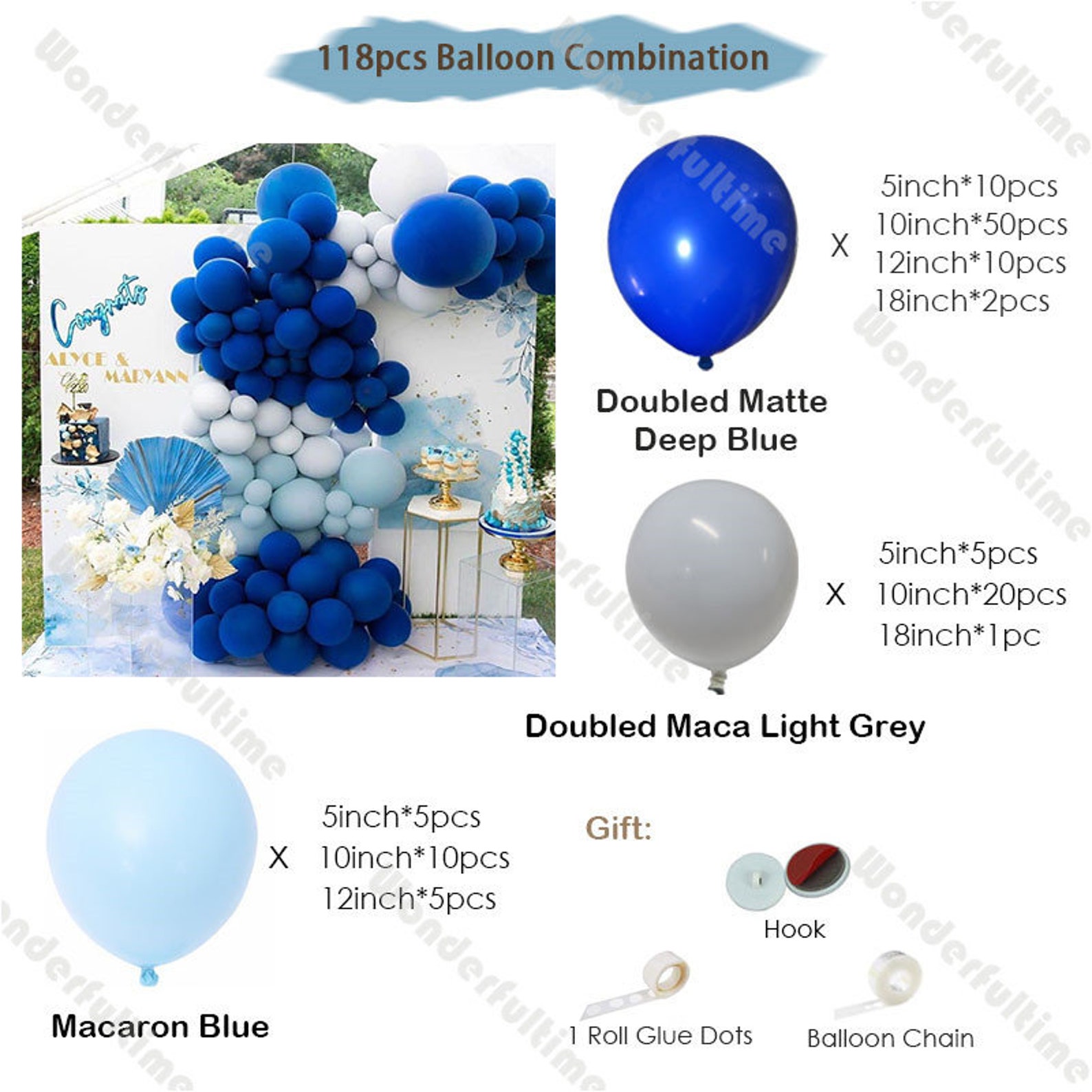 118pcs Doubled Matte Deep Blue Balloon Arch Garland Wedding Decoration ...