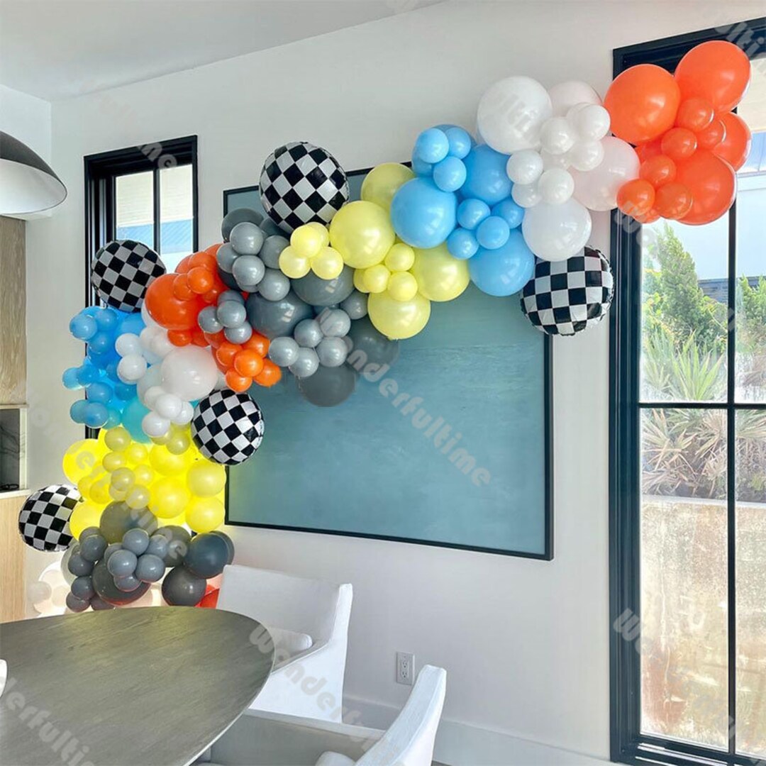113/220pcs Race Car Theme Balloon Arch Garland 1st Birthday Party Baby ...