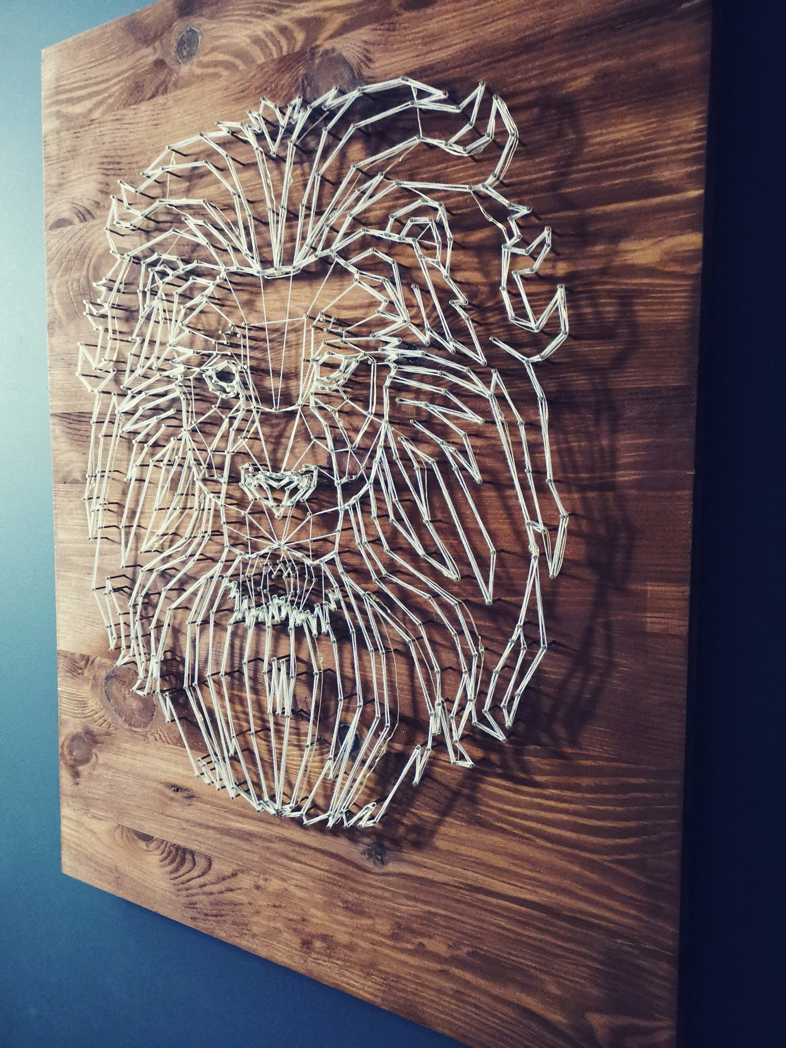 String art big Lion Modern art wooden wall decor | Etsy