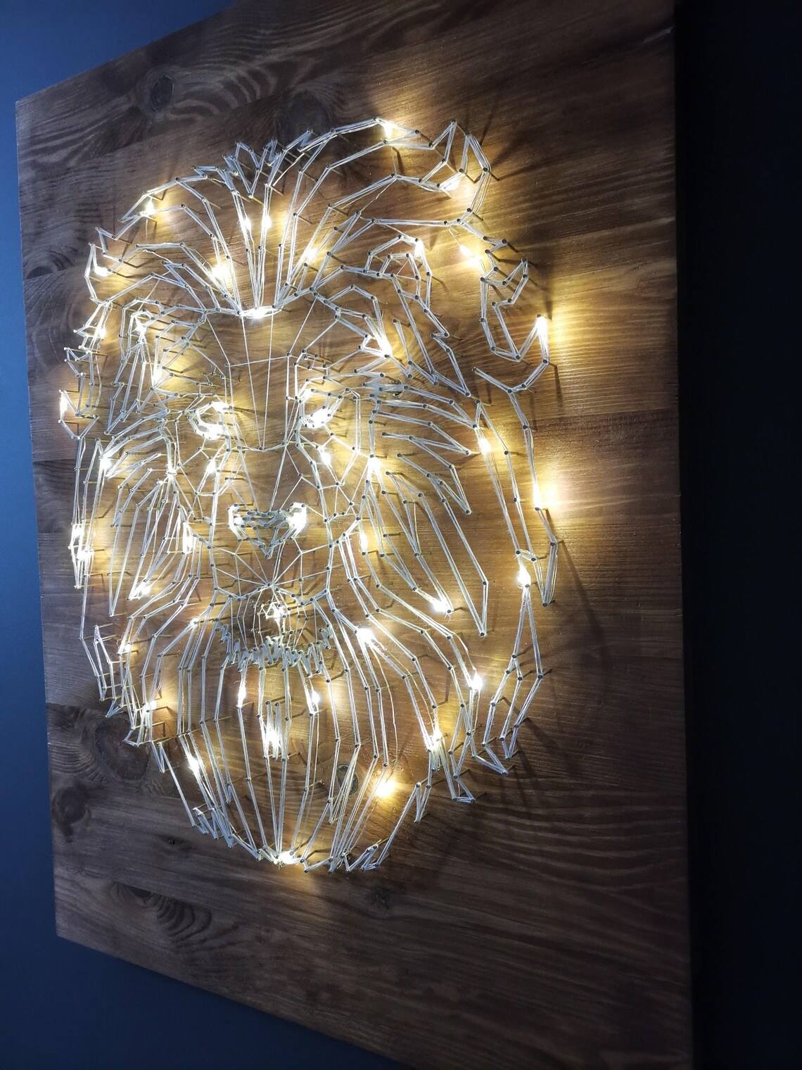 String art big Lion Modern art wooden wall decor | Etsy