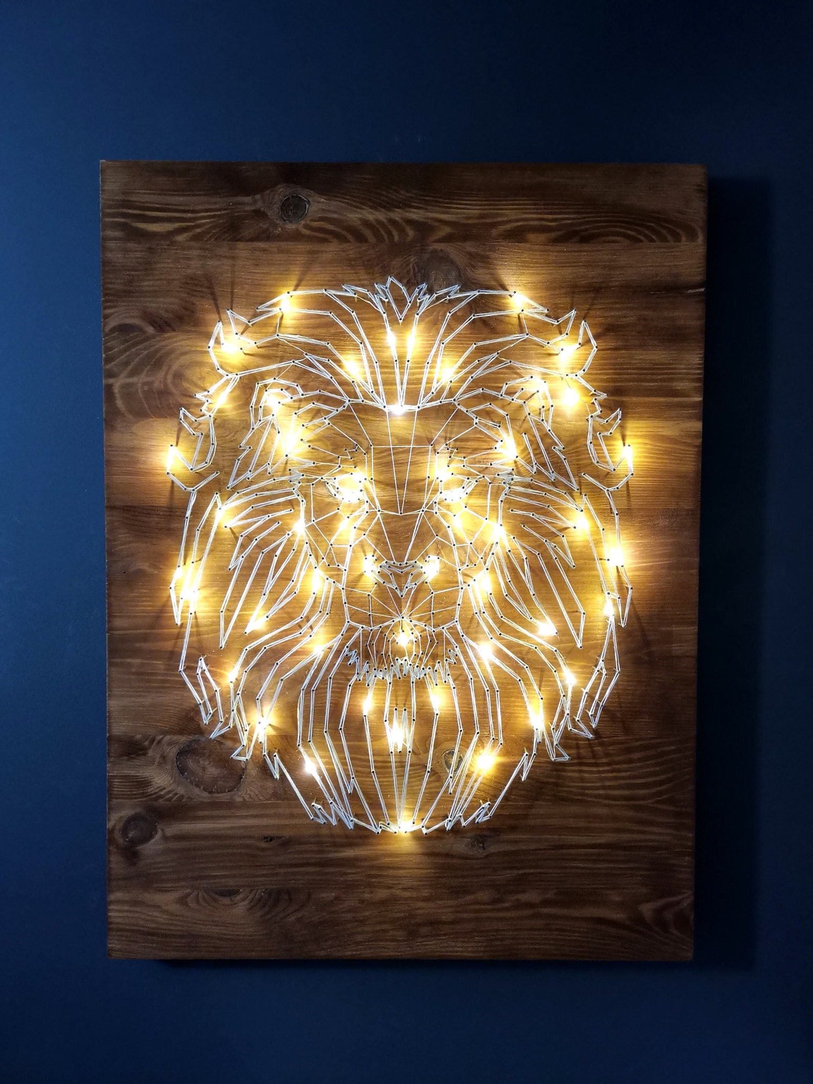String art big Lion Modern art wooden wall decor | Etsy