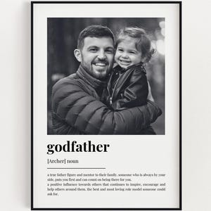 PERSONALISED GODFATHER DEFINITION Print, Wall Art Print, Godfather Gift ...