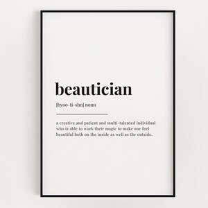 BEAUTICIAN DEFINITION MEANING | Printable Wall Art | Gift for ...