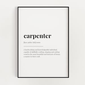 CARPENTER DEFINITION MEANING | Printable Wall Art | Definition Print ...