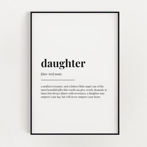 DAUGHTER DEFINITION PRINT, Digital Download, Printable Wall Art Quotes ...