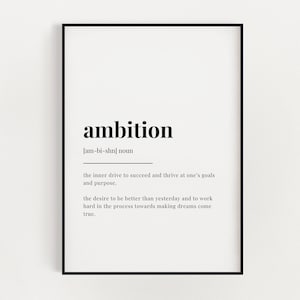 AMBITION DEFINITION PRINT | Wall Art Print | Ambition Print ...