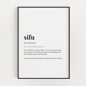 SIFU DEFINITION MEANING | Sifu Printable Wall Art | Sifu Gift | Digital ...