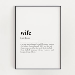 WIFE DEFINITION MEANING, Printable Wall Art, Wife Gift, Instant ...