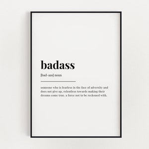 BADASS DEFINITION PRINT | Wall Art Print | Badass Print | Definition ...