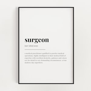 SURGEON DEFINITION PRINT | Wall Art Print | Gift for Surgeon ...