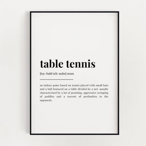 TABLE TENNIS DEFINITION Meaning | Instant Download | Printable Wall Art ...