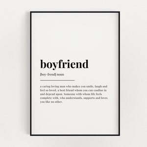 BOYFRIEND DEFINITION MEANING | Printable Wall Art | Boyfriend Gift ...