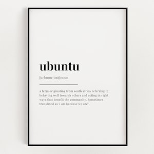 UBUNTU DEFINITION PRINT | Wall Art Print | Ubuntu Print | Definition ...