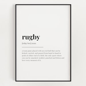 RUGBY DEFINITION MEANING | Printable Wall Art | Gift for Rugby Player ...