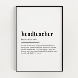 HEADTEACHER DEFINITION PRINT, Digital Download, Printable Wall Art ...