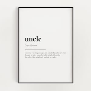 UNCLE DEFINITION MEANING | Printable Wall Art | Uncle Gift | Digital ...