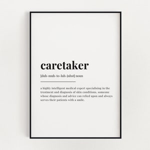 CARETAKER DEFINITION MEANING | Printable Wall Art | Caretaker Print ...