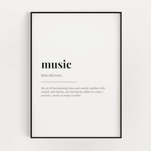 MUSIC DEFINITION MEANING | Music Printable Wall Art | Music Print ...