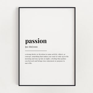 PASSION DEFINITION PRINT | Wall Art Print | Passion Print | Definition ...
