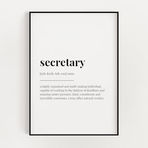 SECRETARY DEFINITION PRINT | Printable Wall Art | Definition Print ...