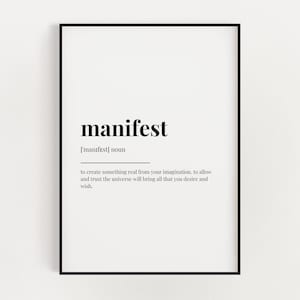MANIFEST DEFINITION MEANING | Printable Wall Art | Law of Attraction ...
