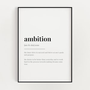 AMBITION DEFINITION PRINT | Digital Download | Printable Wall Art ...