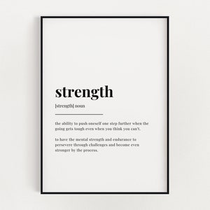 Strength Definition Meaning | Printable Wall Art | Wall Decor | Instant ...
