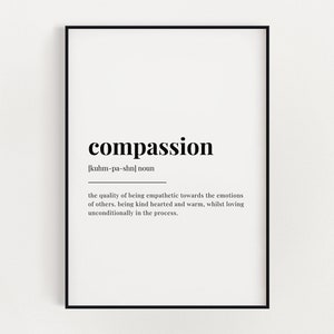 COMPASSION Definition Print, Motivational Wall Art, Definition Print ...