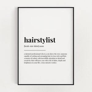 HAIRSTYLIST DEFINITION PRINT Wall Art Print Hairstylist Gift Definition ...