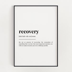 RECOVERY DEFINITION PRINT Wall Art Print Definition Print - Etsy
