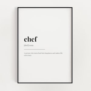 CHEF DEFINITION MEANING | Printable Wall Art | Chef Gift | Kitchen ...